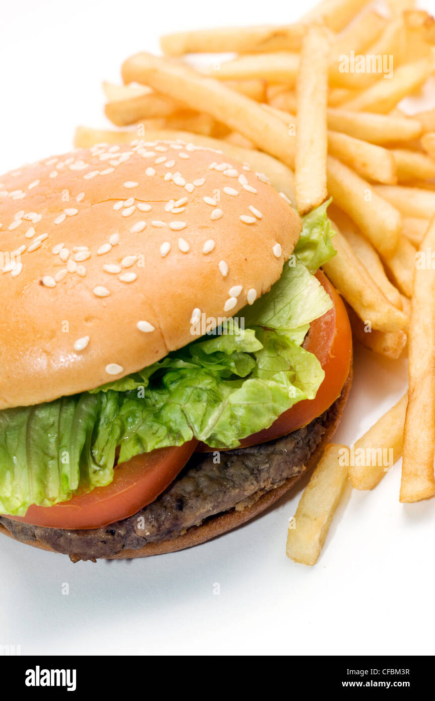 Burger and fries Stock Photo - Alamy