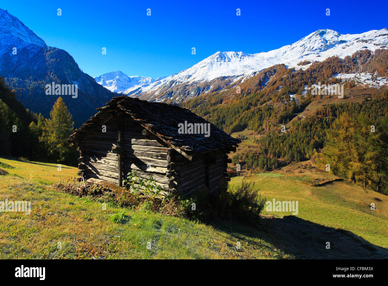 Mountain hut, Eringer valley, autumn, colors, hut, larch, larches ...