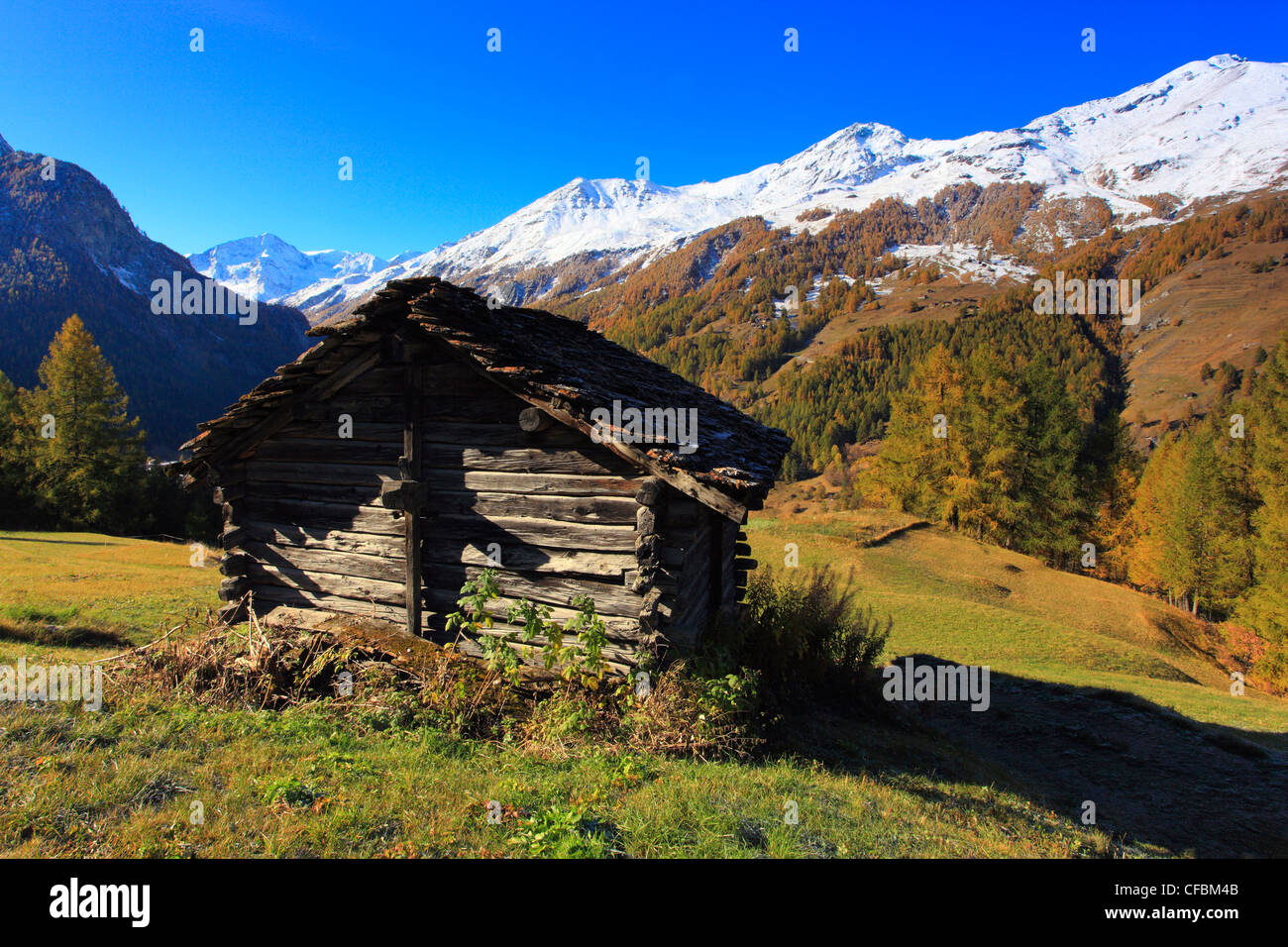 Mountain hut, Eringer valley, autumn, colors, hut, larch, larches ...