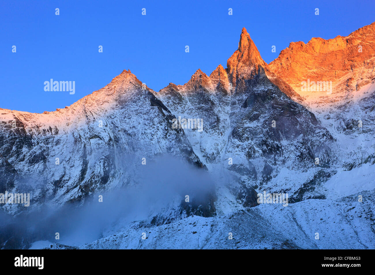 Aiguille, mountain, Aiguille de la Tsa, afterglow, Arolla, Arolla ...