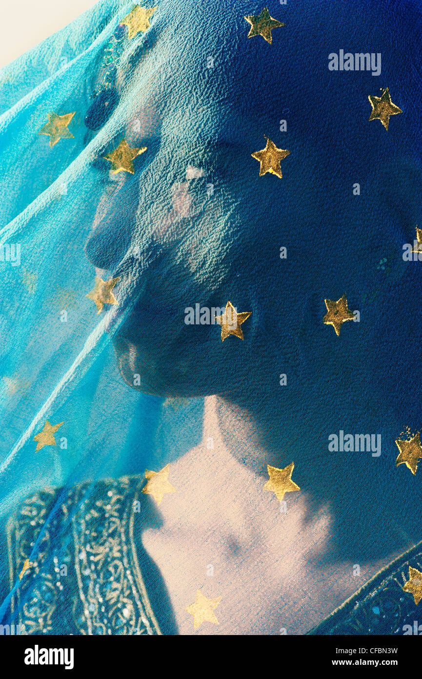 Indian girl wearing a star veil. Andhra Pradesh, India Stock Photo - Alamy
