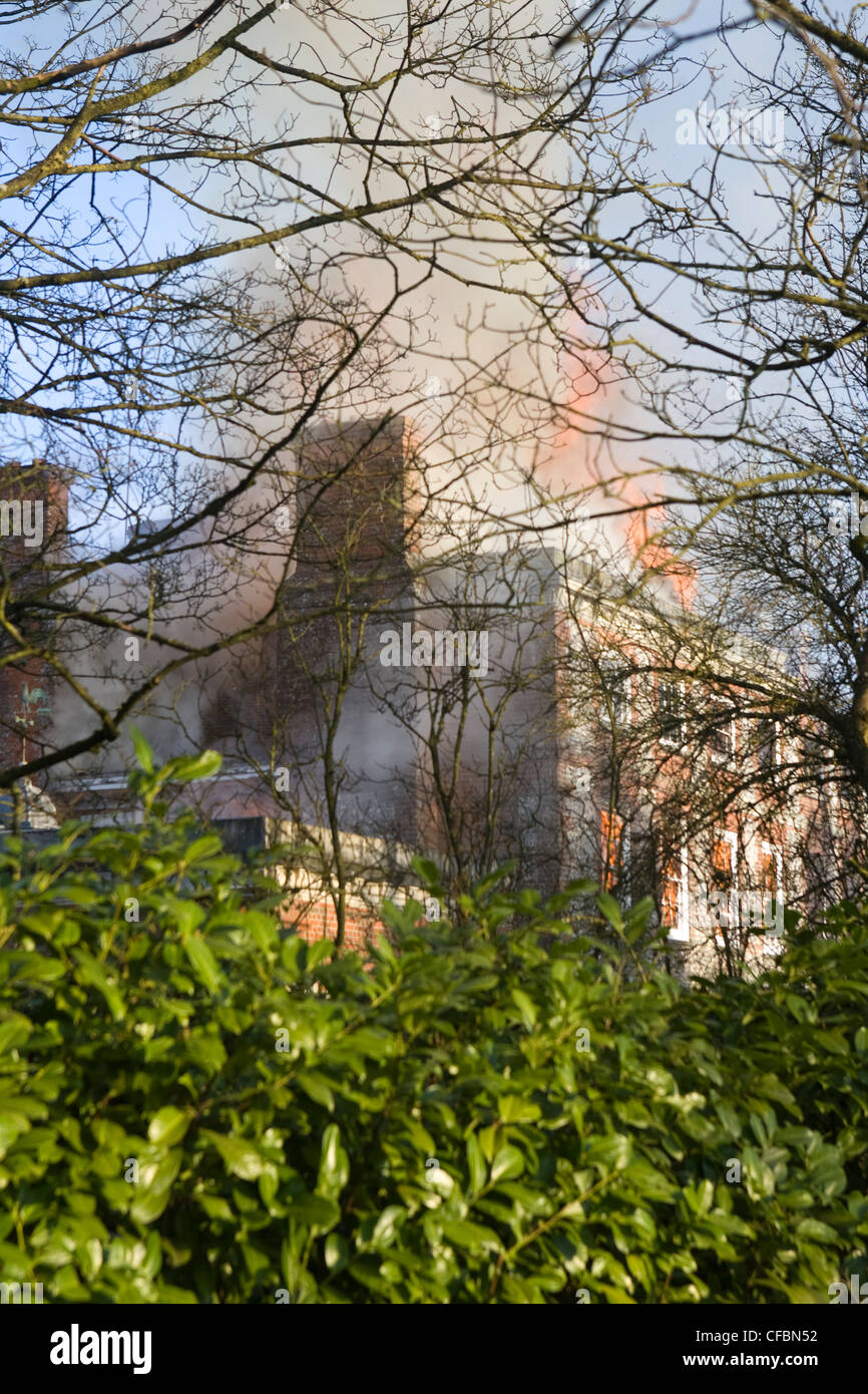 Fire at Cholderton House, Wiltshire, England, 06 March 2011 Stock Photo ...