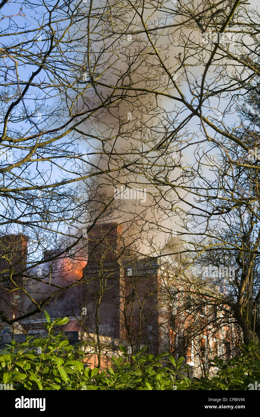 Fire at Cholderton House, Wiltshire, England, 06 March 2011 Stock Photo ...