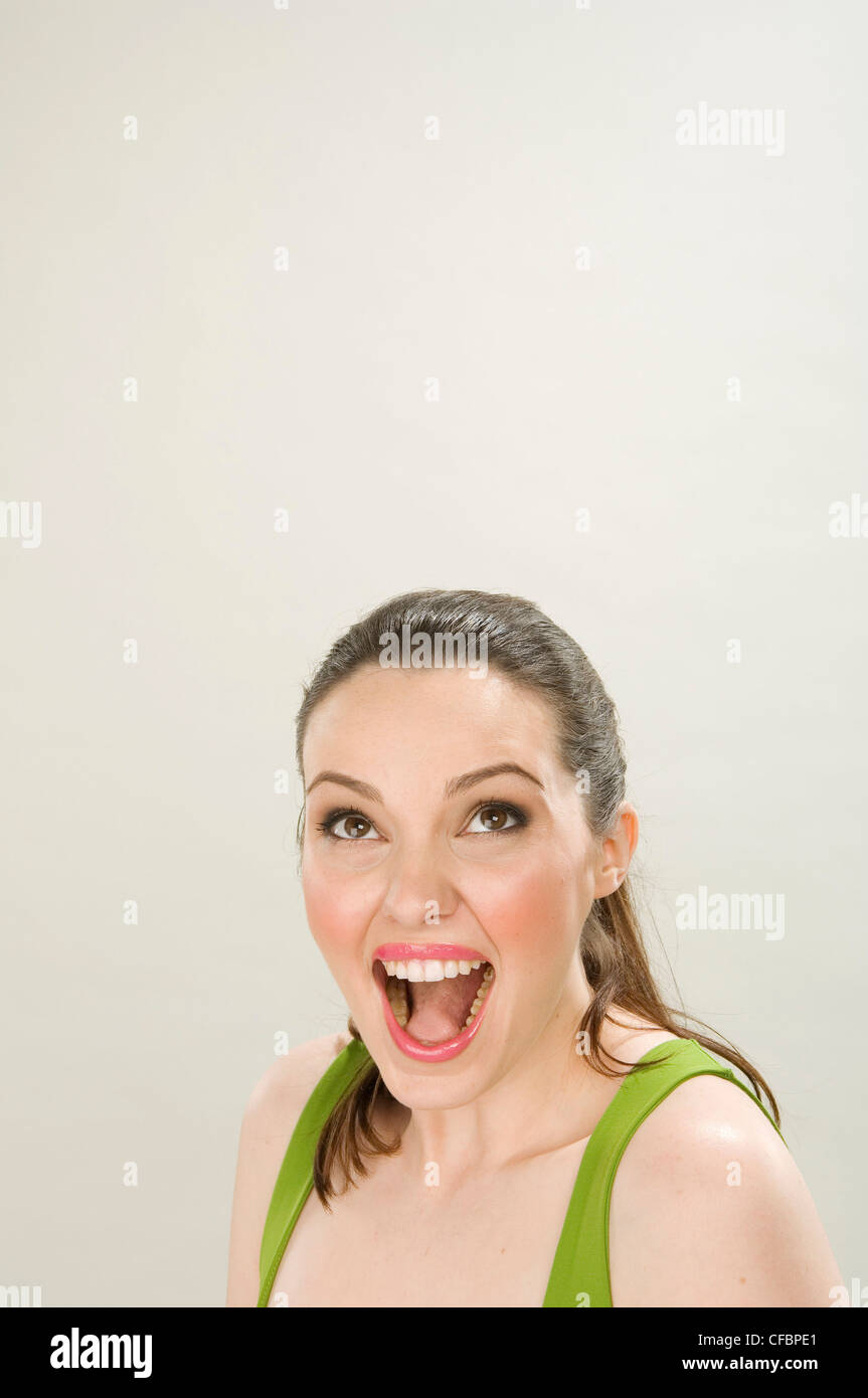 Female with mouth wide open Stock Photo - Alamy