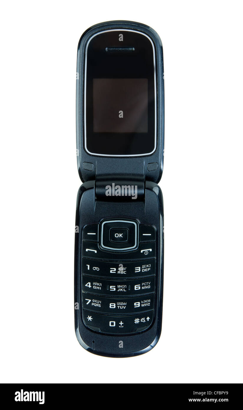 clamshell mobile phone on a white background Stock Photo - Alamy