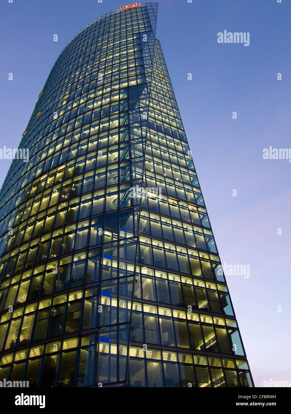 railway, Tower, office building, glass front, Potsdamer Platz, Potsdam ...