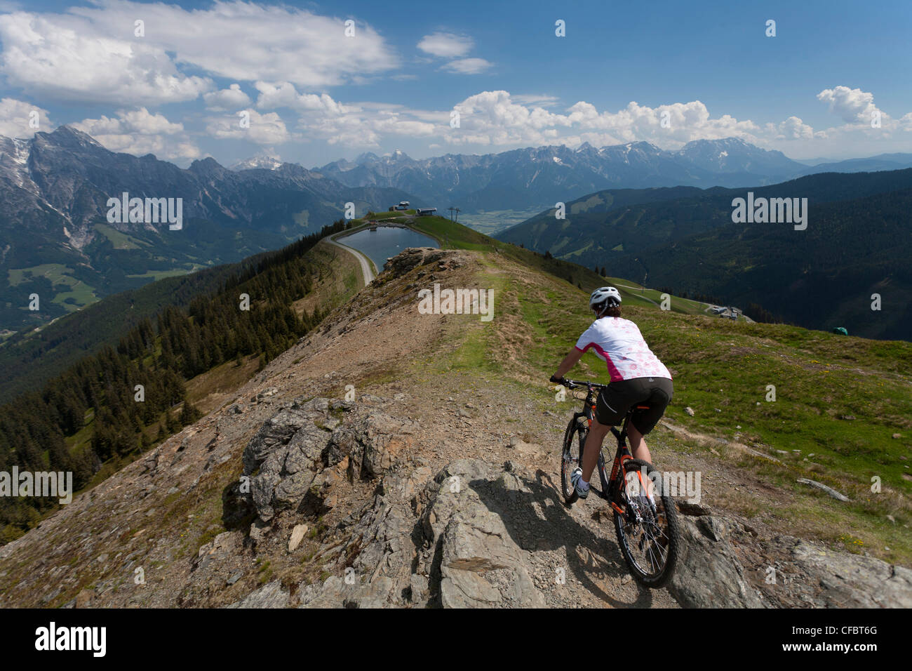 Woman, drive, bike, down, downwards, Biking, riding a bicycle, Bicycle ...