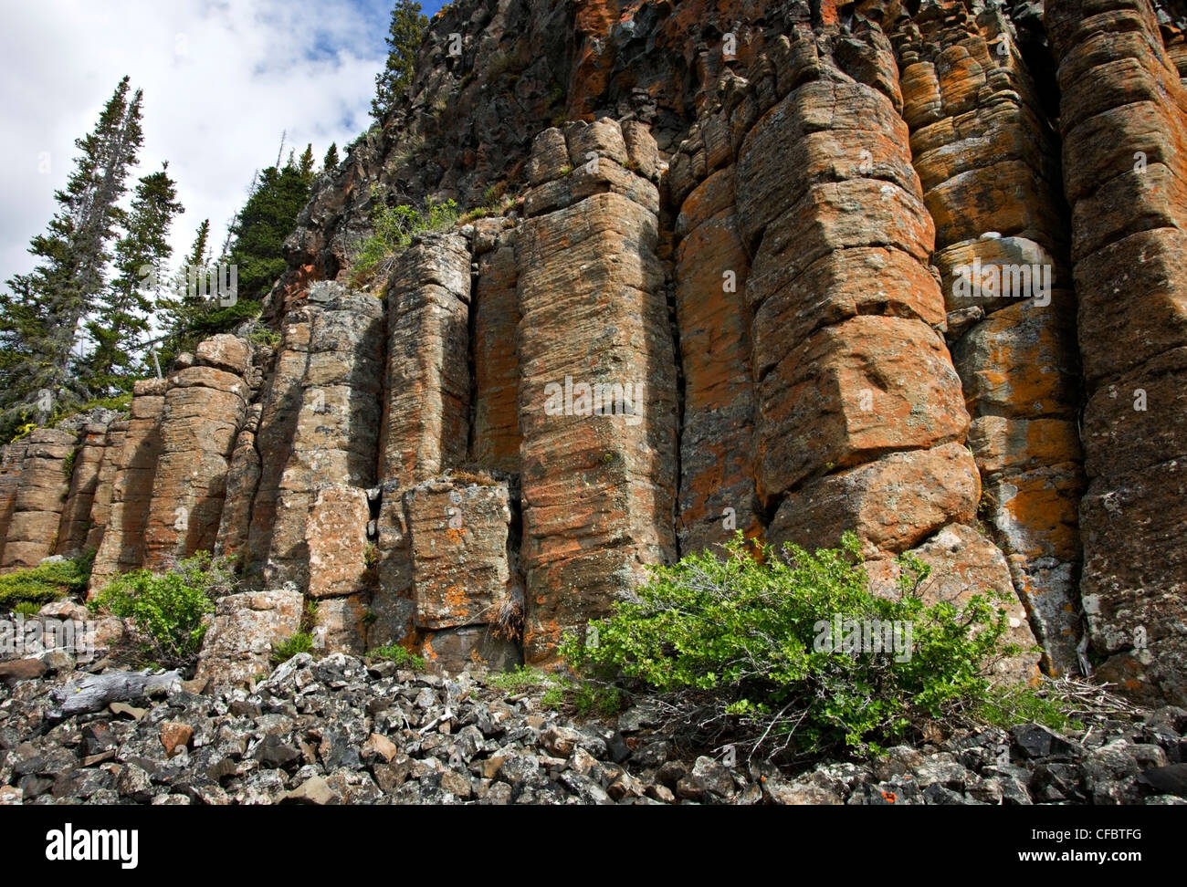 volcanic basalt columns on Cardiff Mountain in British Columbia Canada ...