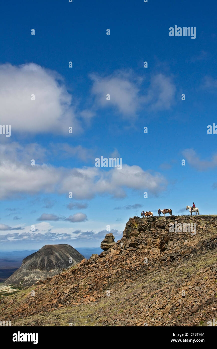 trail riders overlooking Volcanic cone in the Itcha Mountains in the ...