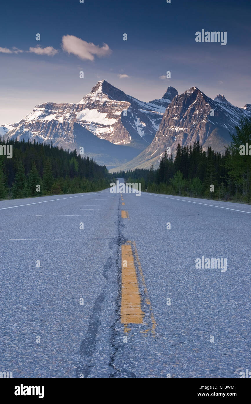 Highway 93 in Jasper National Park, with Mt. Christie, Brusells Peak ...