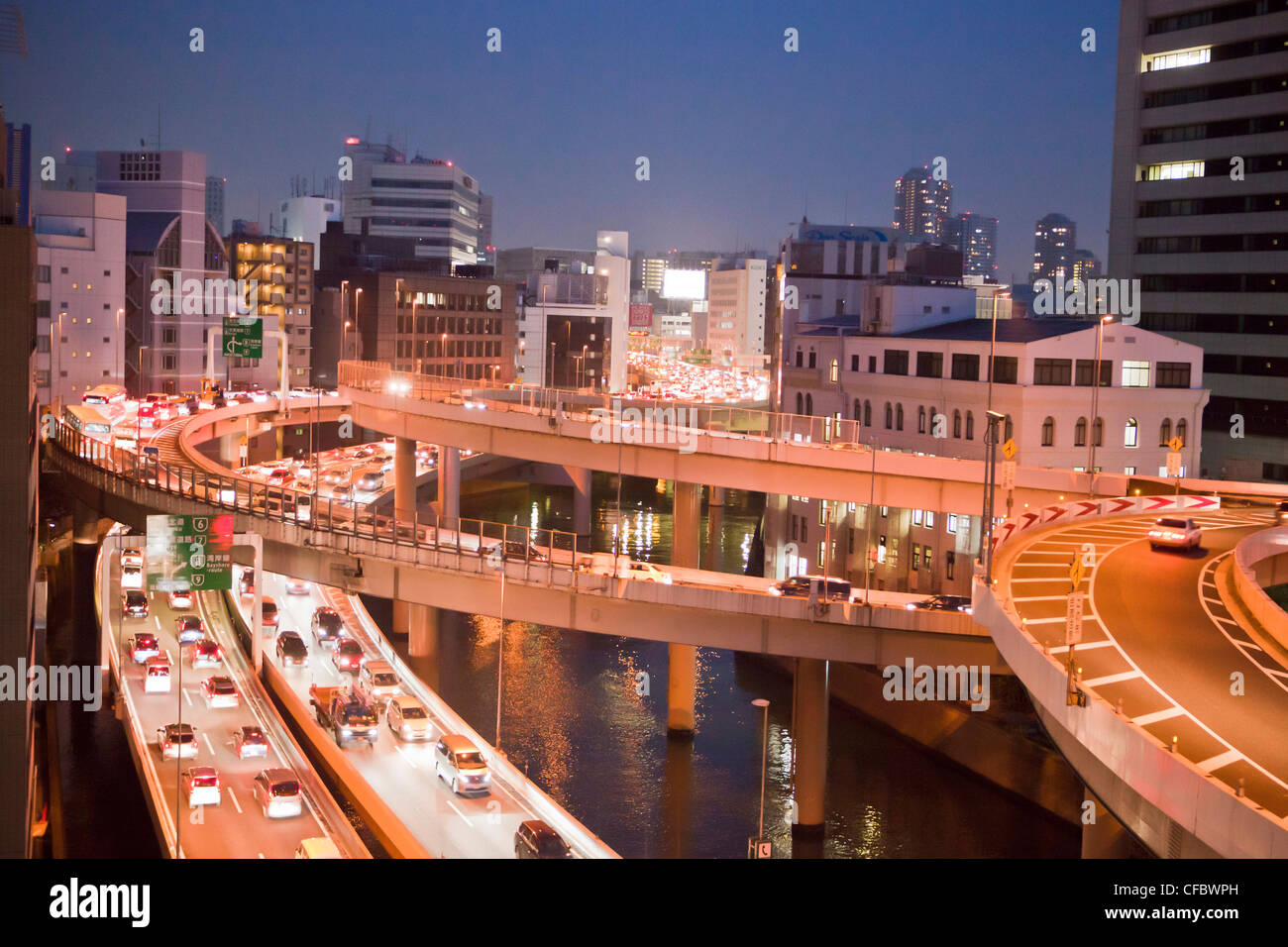 Japan, Asia, Tokyo, city, Nihonbashi, Shuto, Expressway, Crossing ...