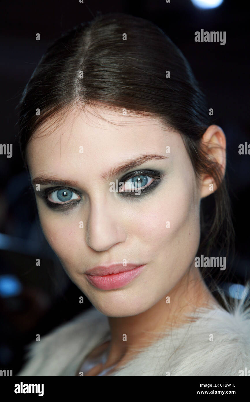 Givenchy BACKSTAGE Paris Ready to Wear Autumn Winter Model with smudged ...