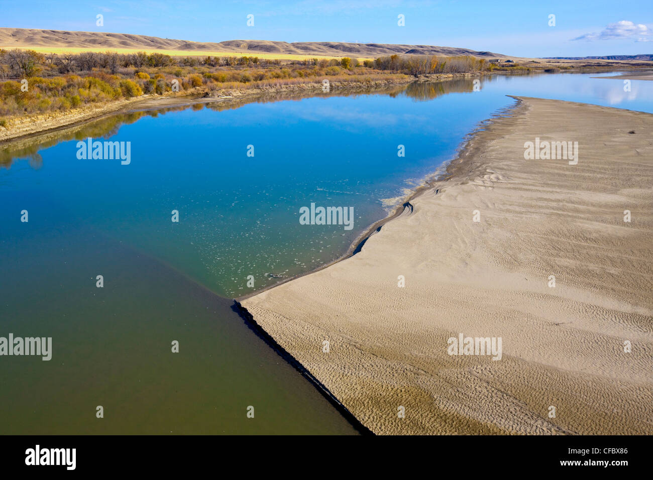 South Saskatchewan River near Leader, Saskatchewan, Canada Stock Photo ...
