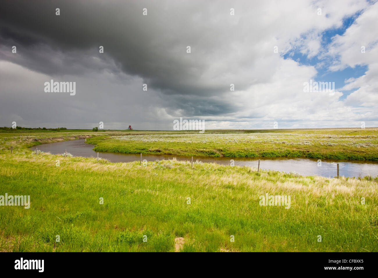 Storm clouds over prairie near Cadillac, Saskatchewan, Canada Stock ...