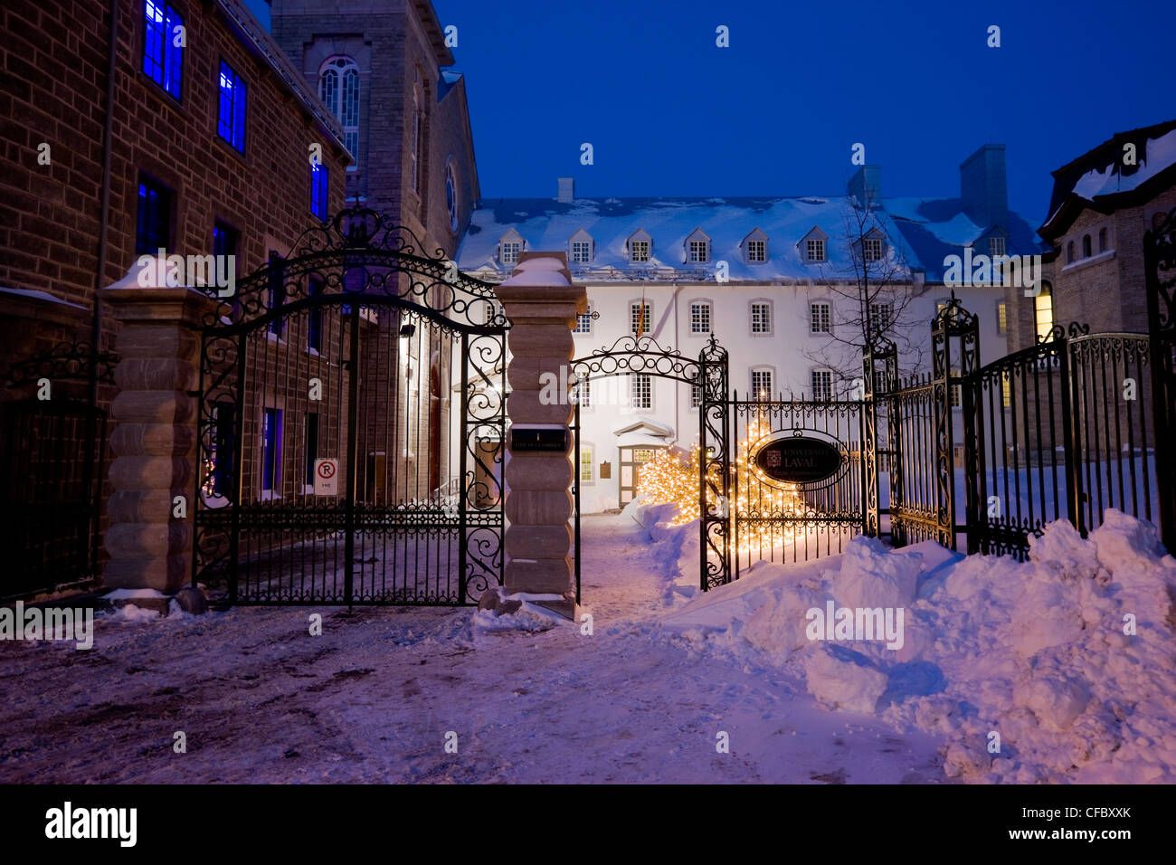 Ornate iron gates into School Architecture Laval Stock Photo - Alamy