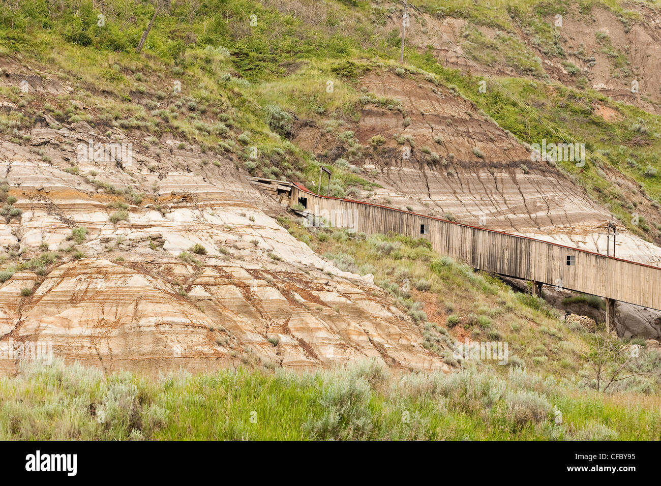 Abandoned mine structure, Alberta Stock Photo - Alamy
