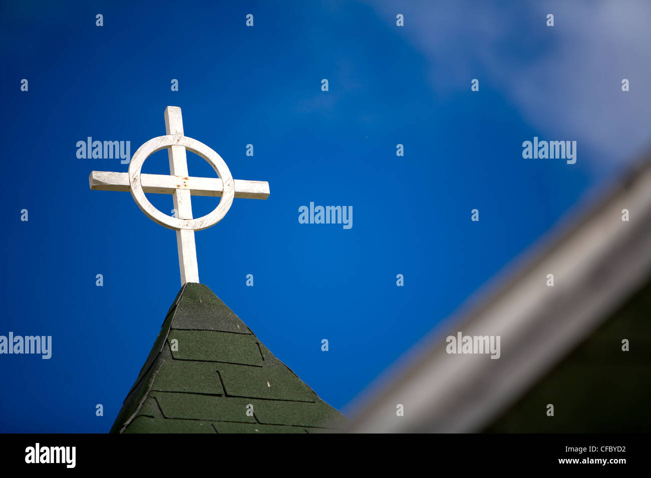 Cross on church, Gjoa Haven, King William Island, Nunavut, Canada Stock ...