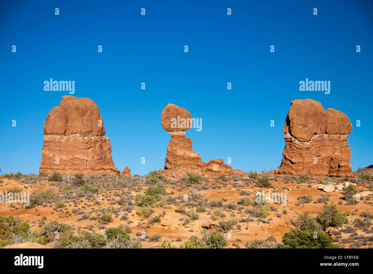 USA, United States, America, Utah, Arches, National Park, Balanced Rock ...