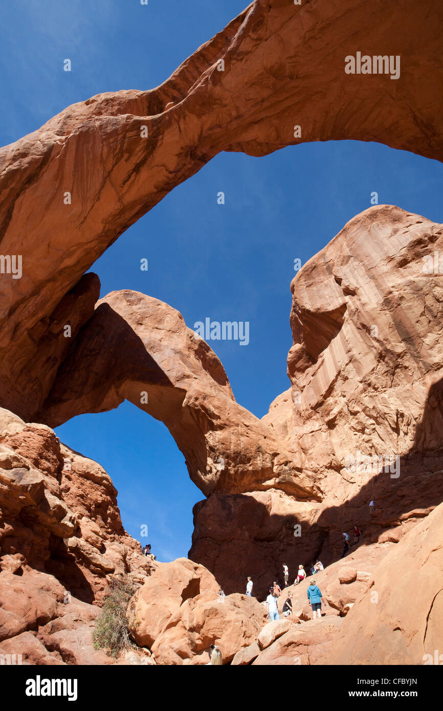 USA, United States, America, Utah, Arches, National Park, Double Arch ...