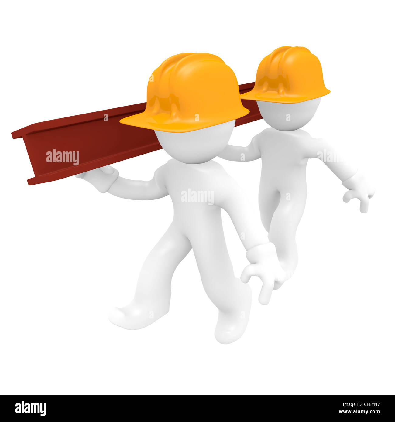 Two construction worker with a steel beam, teamwork Stock Photo - Alamy