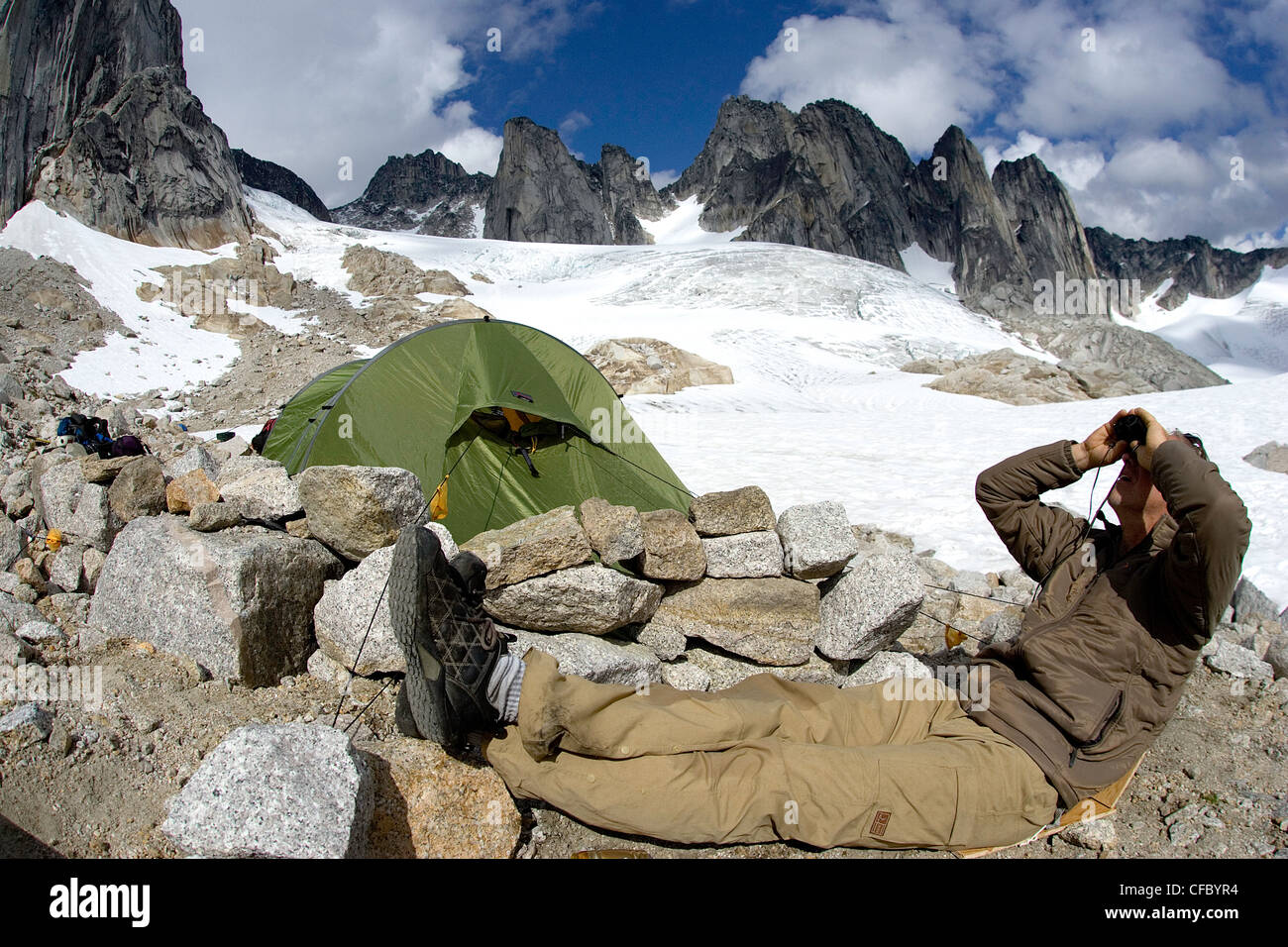 Base camp Howser Spire Howser Spire Massif group Stock Photo - Alamy