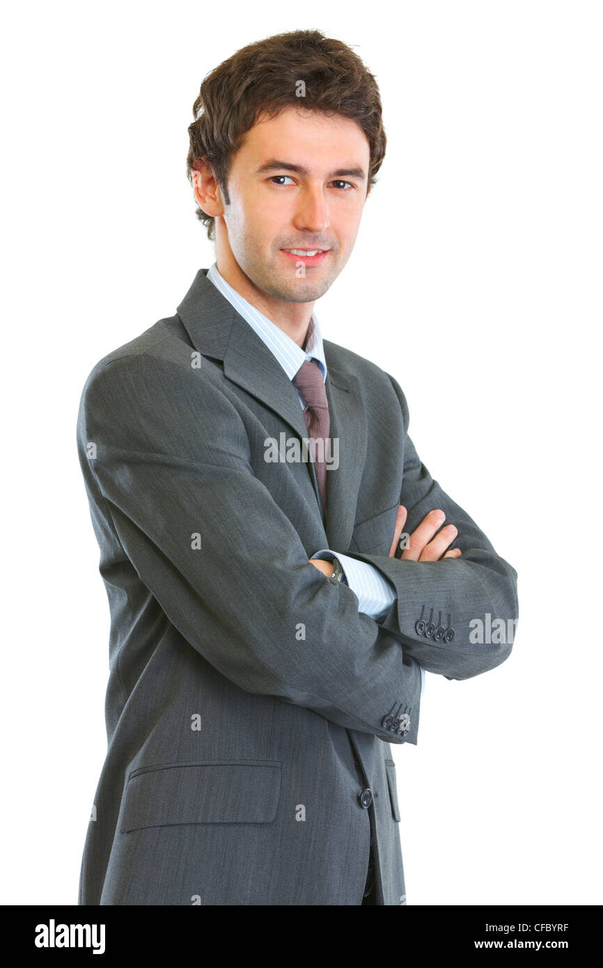 Portrait of modern business man with crossed hands Stock Photo - Alamy