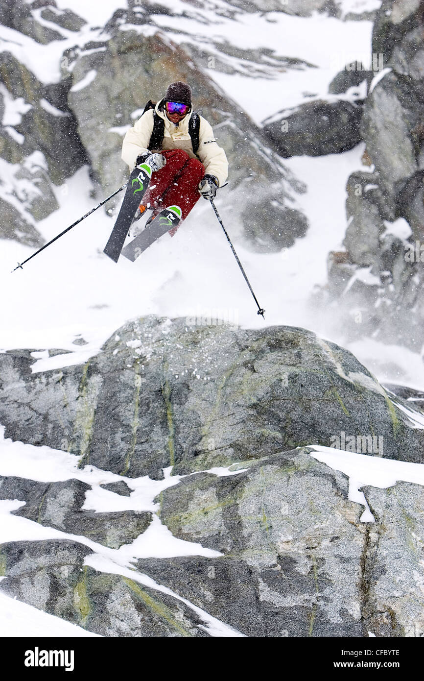 skier cliff jump, Whistler, BC, Canada Stock Photo - Alamy
