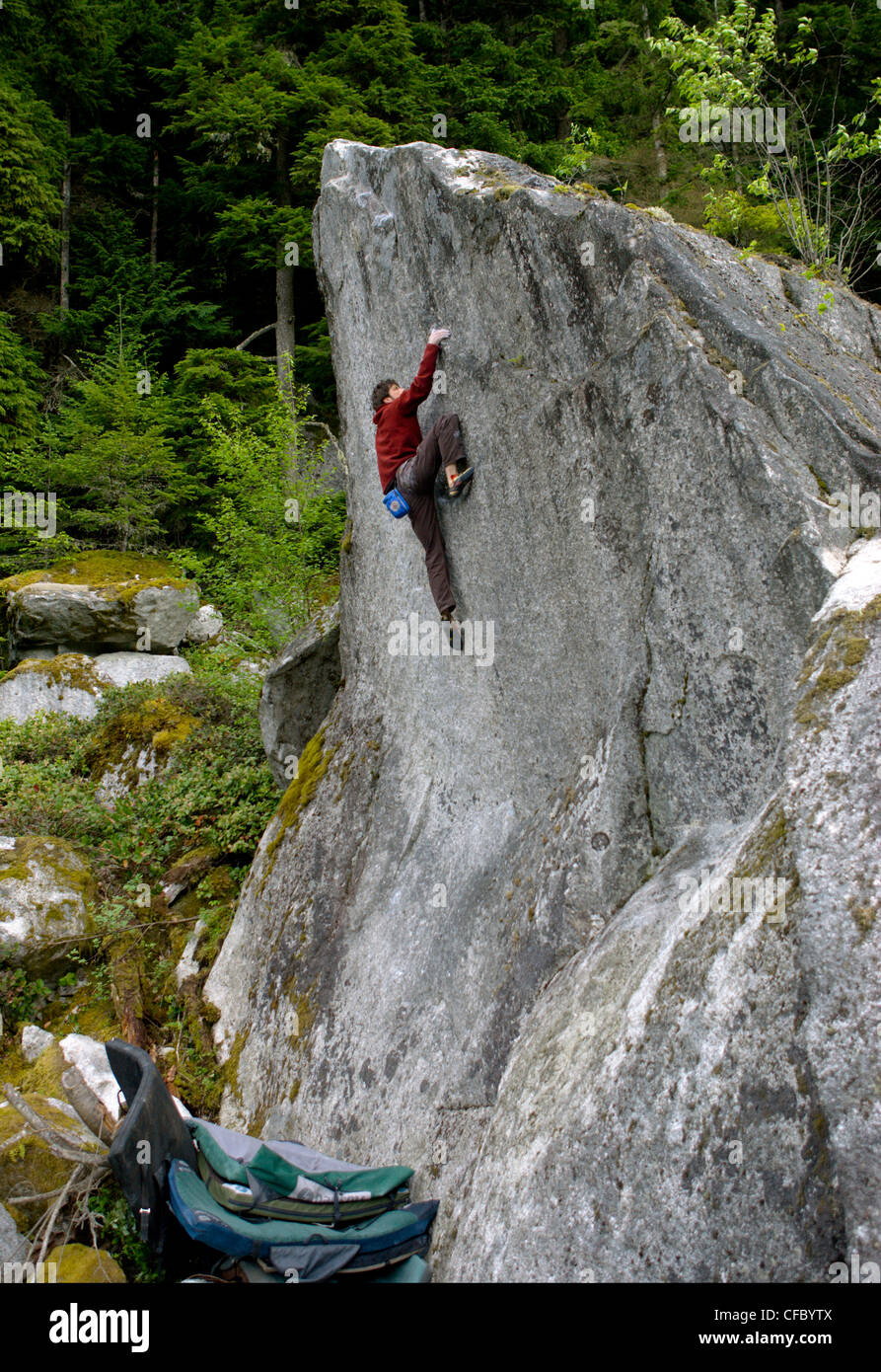 Boulder climbing, Whistler, BC, Canada Stock Photo - Alamy