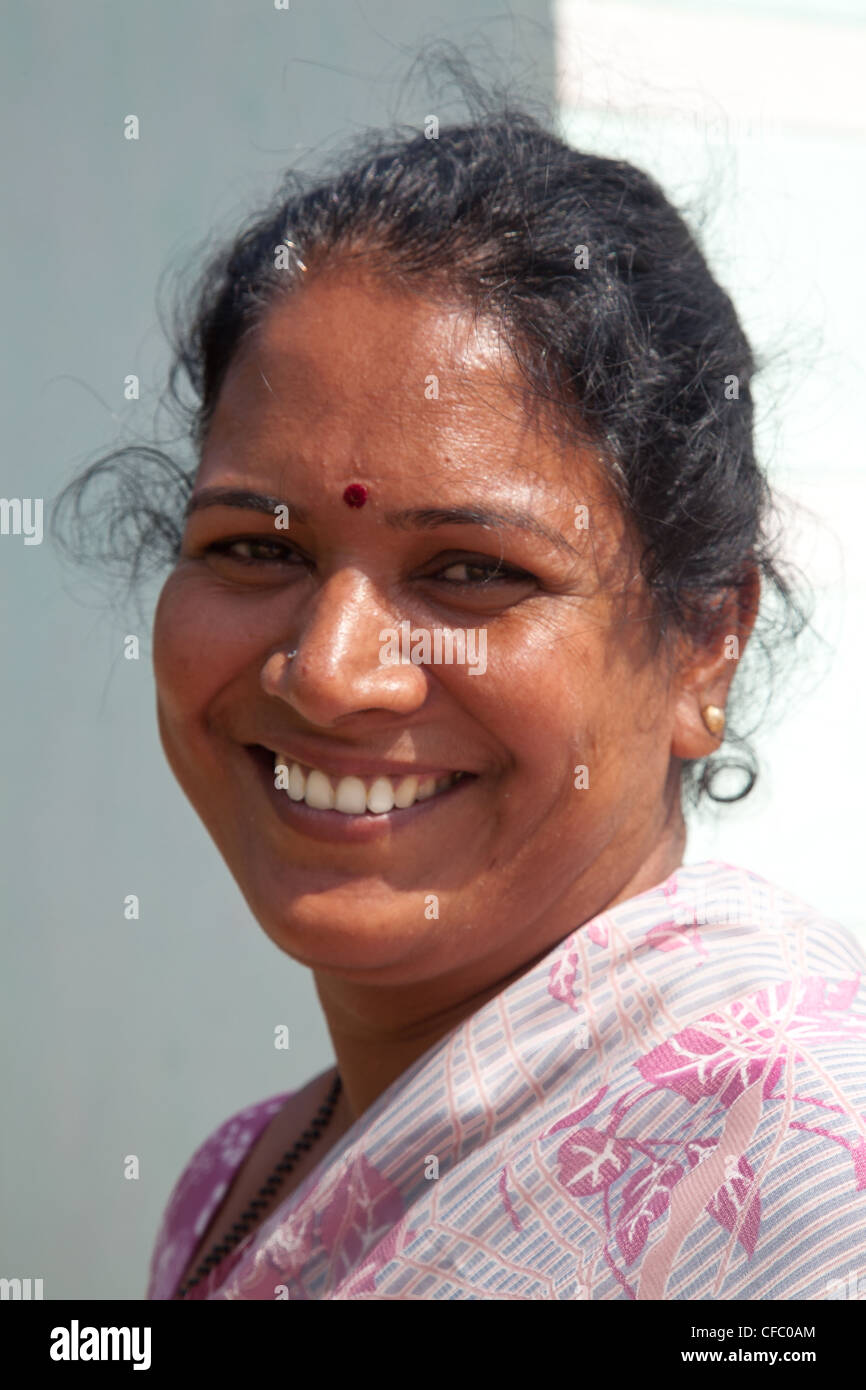 Portrait shot of local woman in South India Stock Photo - Alamy