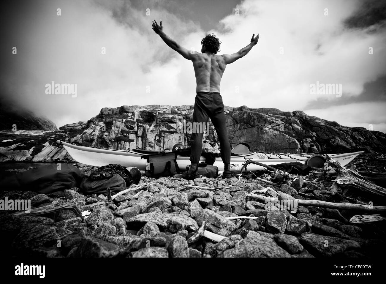 Man black newfoundland Black and White Stock Photos & Images - Alamy