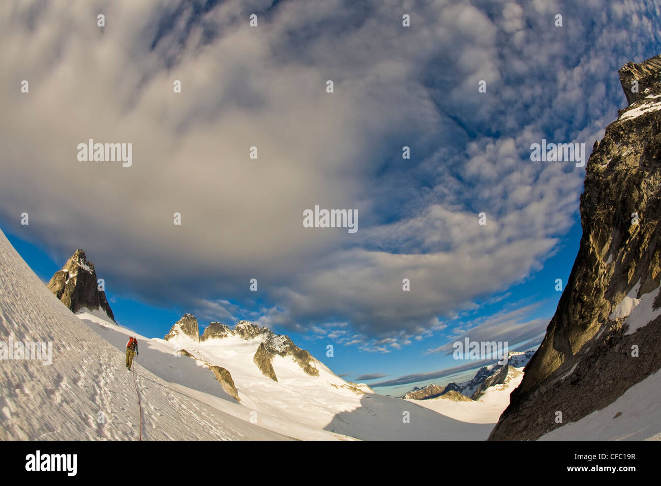 A female climber ascends toward the Northeast Ridge - North Howser ...