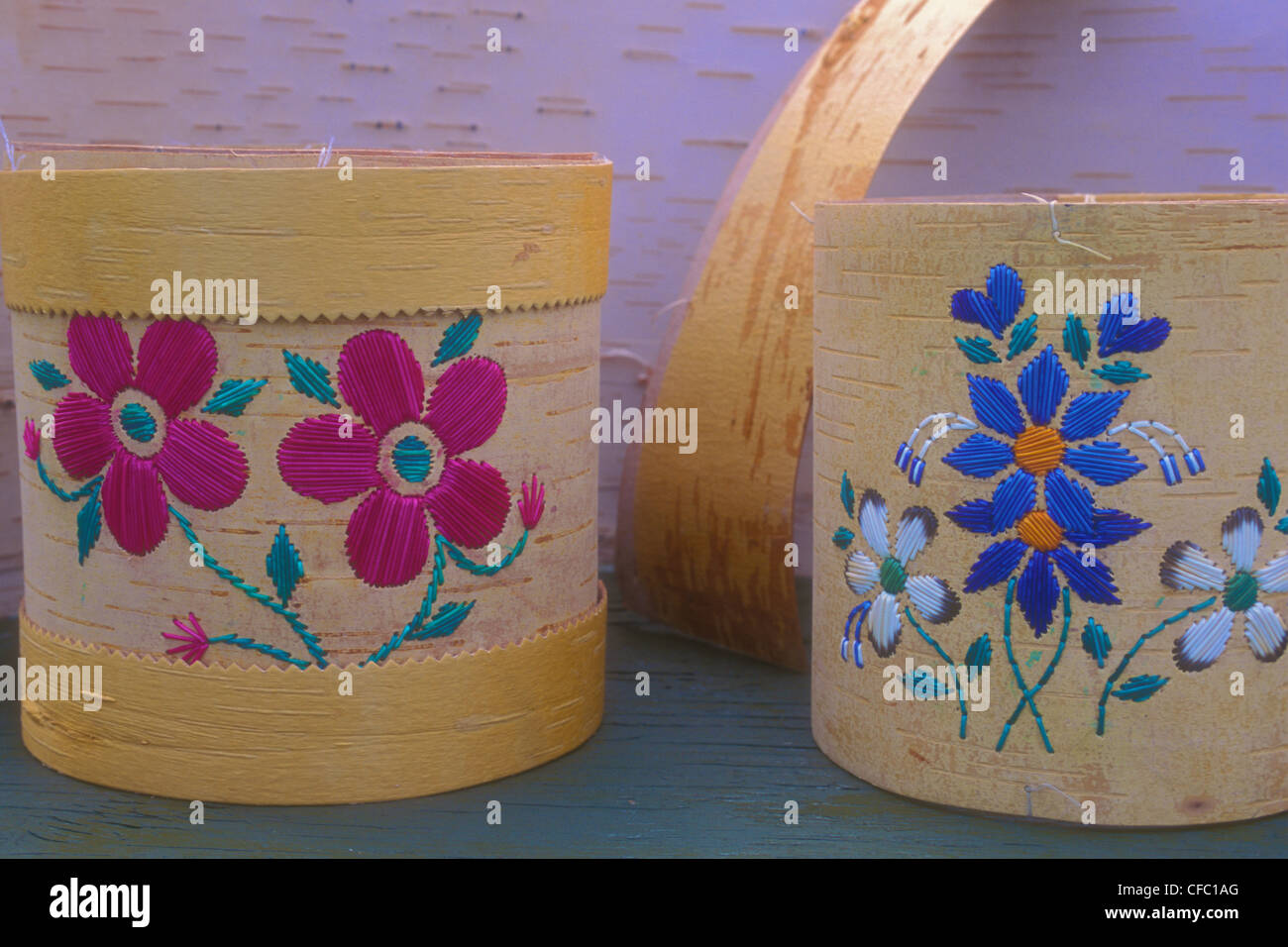 Native Birch/Quill Baskets - Fort Simpson, NWT. Canada Stock Photo - Alamy