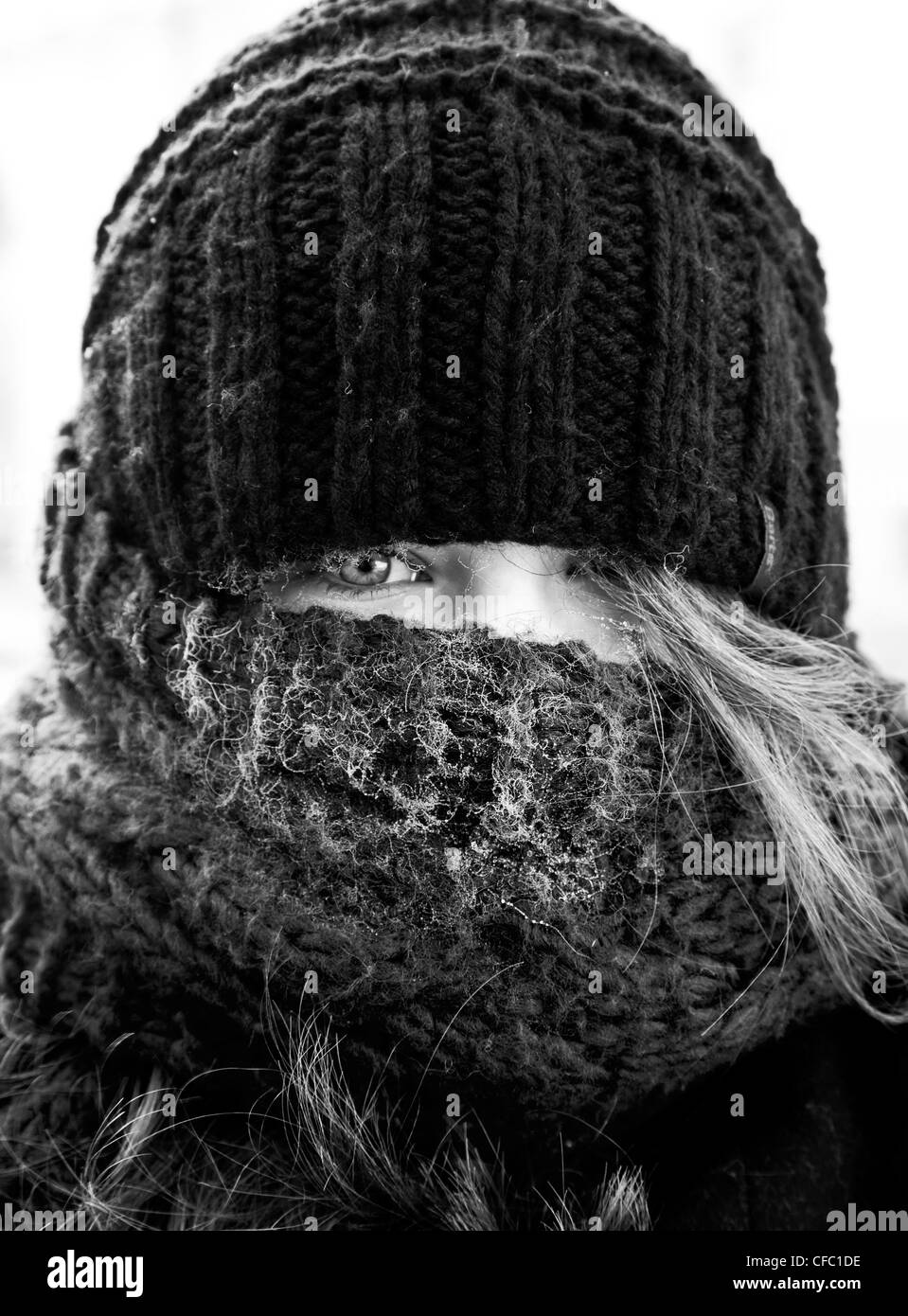 Wrapped in a scarf Black and White Stock Photos & Images - Alamy