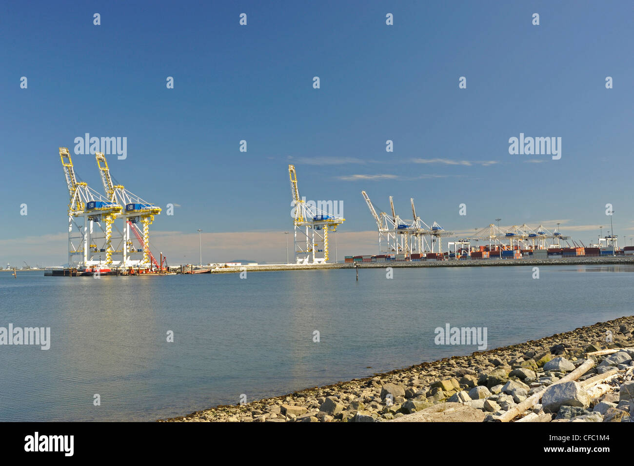 cranes for loading containers onto ships, Roberts Bank Coal Port, South ...