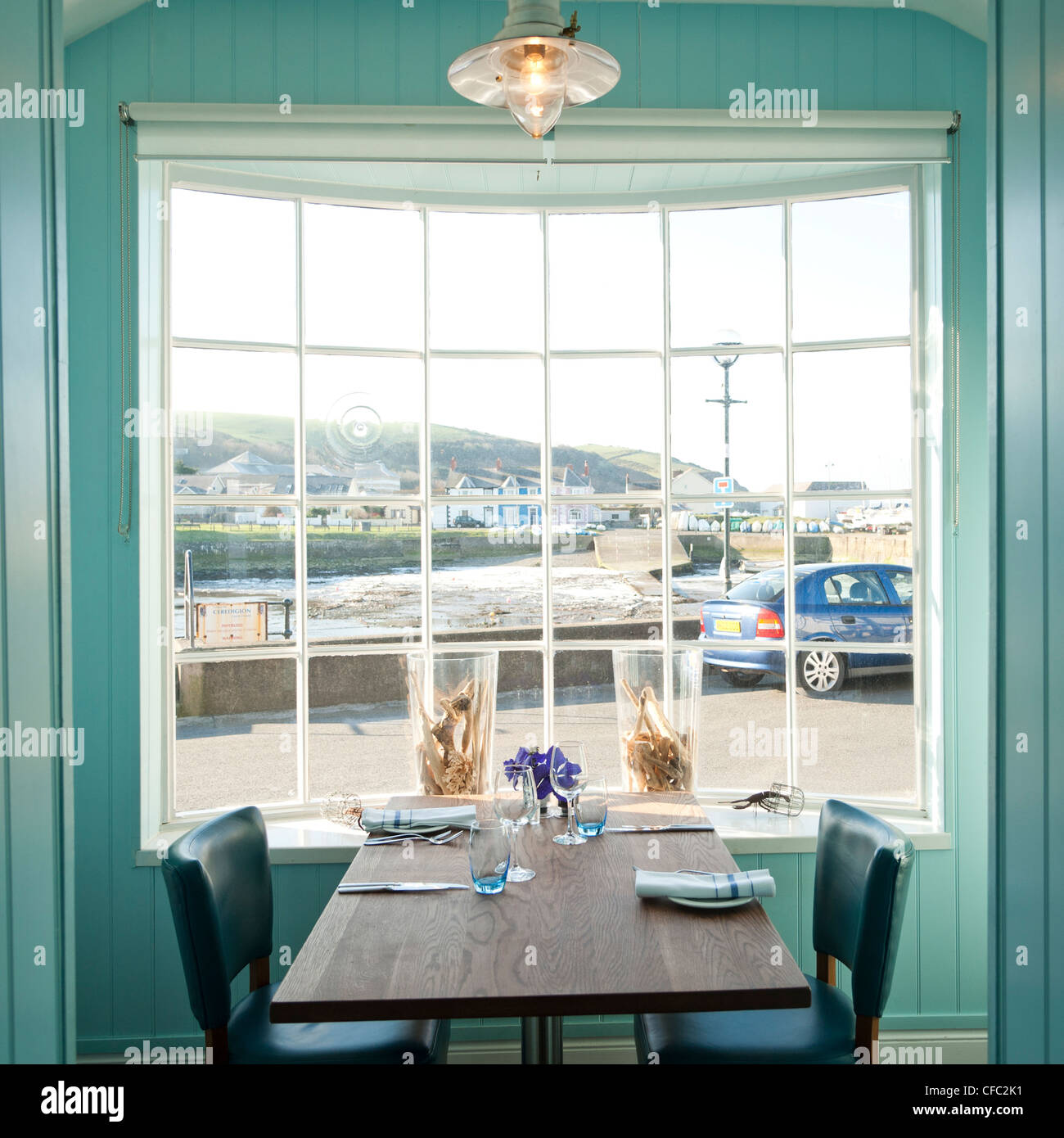 part of the dining room overlooking the quayside at the Harbourmaster ...
