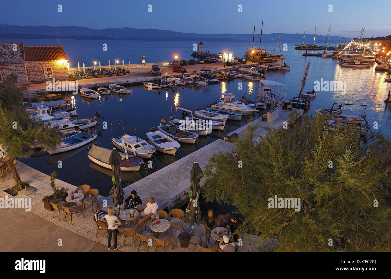 Restaurant at harbor, Bol, Brac, Split-Dalmatia county, Croatia Stock ...