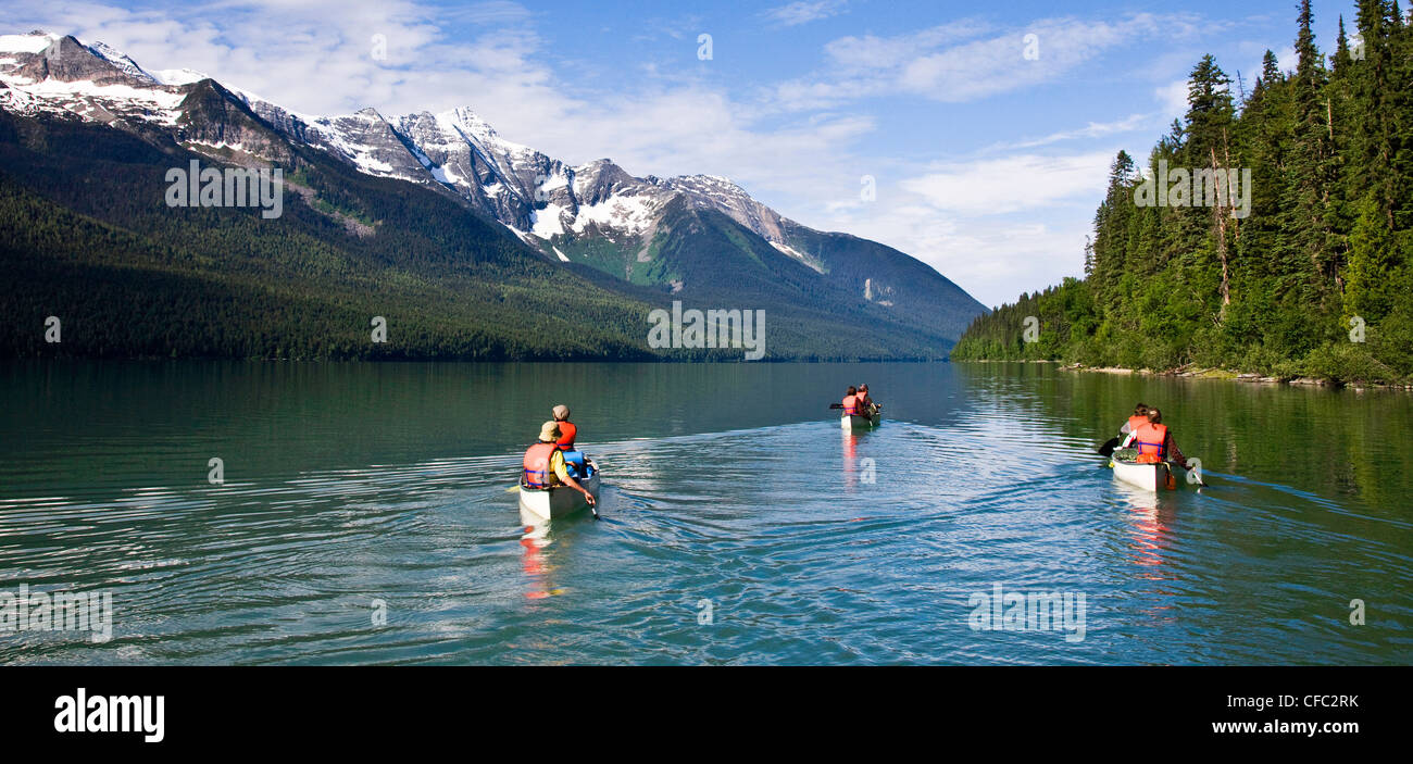 Canoeing on Lanezi Lake in Bowron Lake Park in British Columbia Canada ...