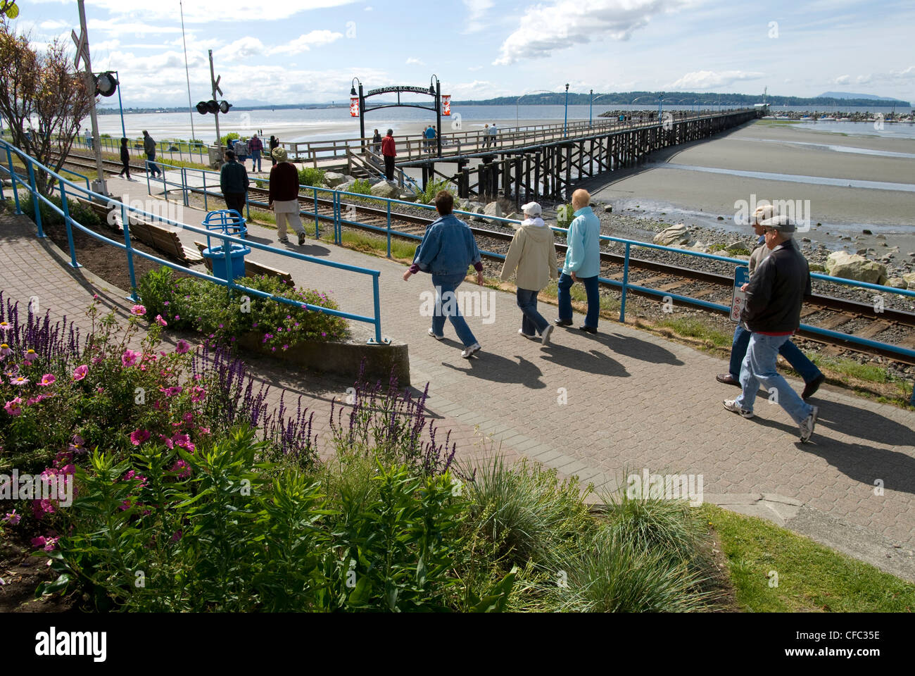 The promenade and heritage pier in White Rock, BC, Canada Stock Photo ...