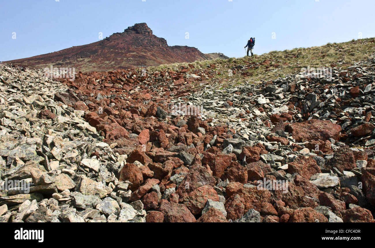 Hiking in the volcanic landscape of the Itcha Mountains in Tweedsmuir ...