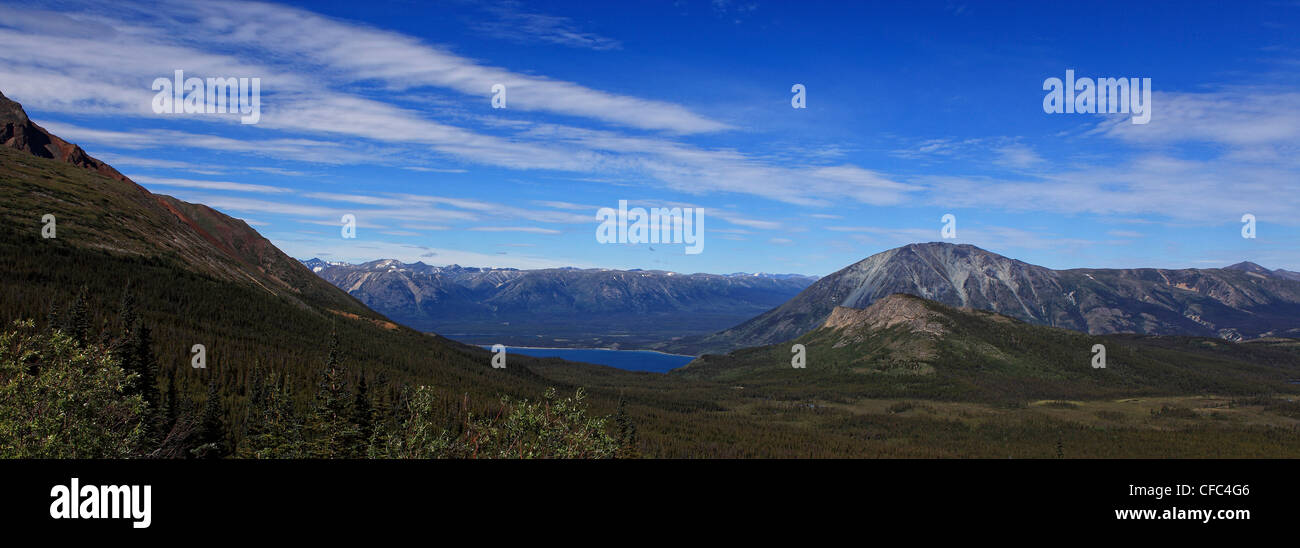 Panoramic view from Montana Mountain outside of Carcross. Bennett Lake ...
