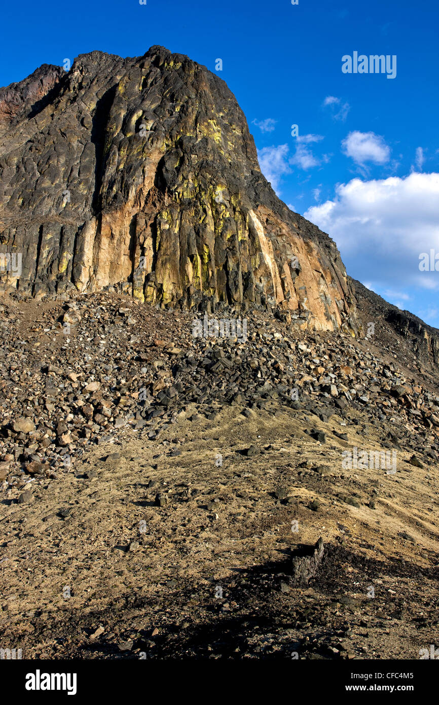 Basalt columns and volcanic dyke on Mt. Downton in the Itcha Mountains ...