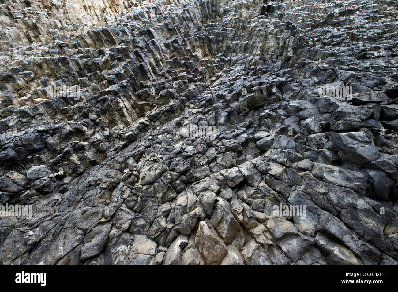 Volcanic basalt columns in Wells Gray Park in Briitish Columbia Canada ...