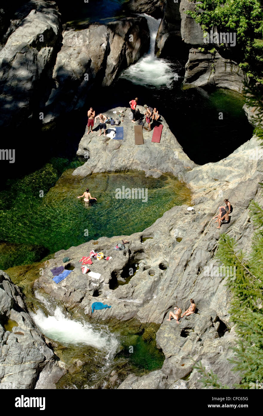 Sooke Potholes Regional Park unique rock Stock Photo - Alamy