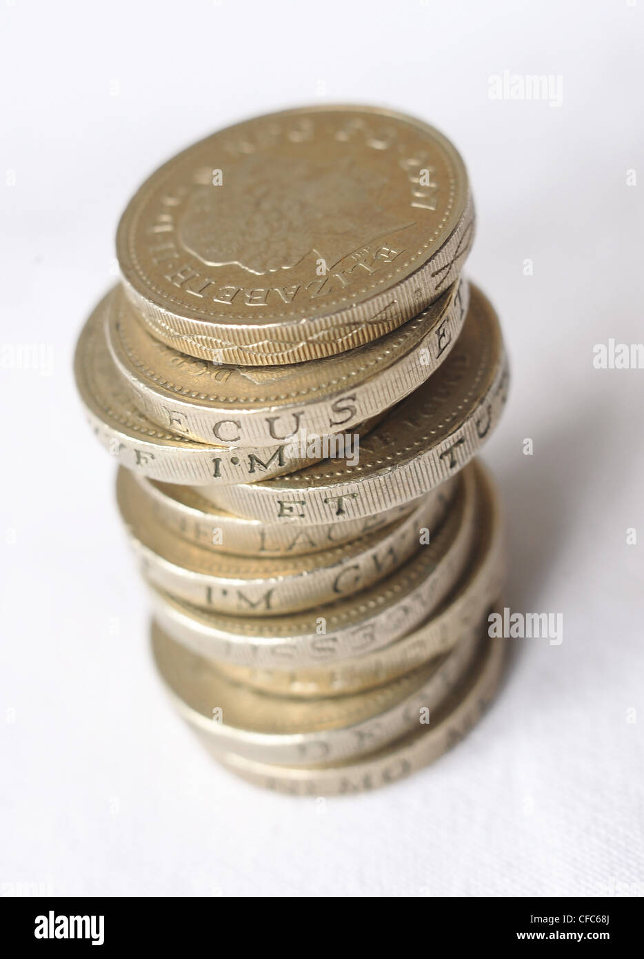 A close up image of a stack of pound coins Stock Photo - Alamy