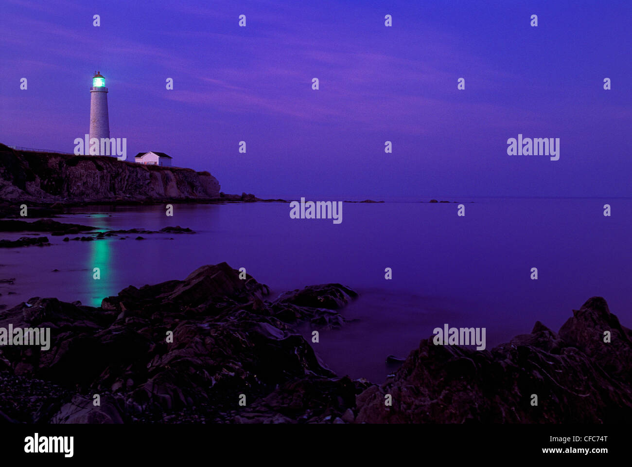 Lighthouse at Twilight, Cap Des Rosiers, Gaspe Peninsula, Quebec ...