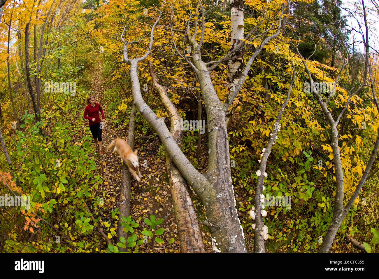 Woman trail running around hi-res stock photography and images - Alamy