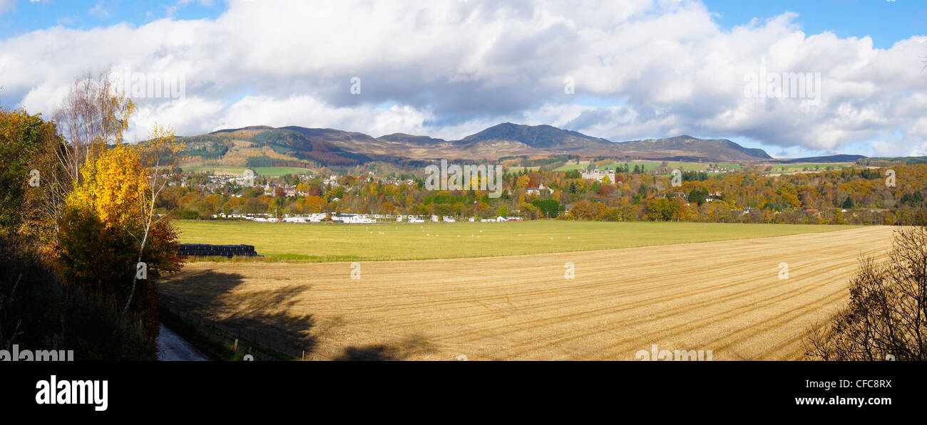 Autumn landscape colours, looking from A9 to Pitlochry, Perthshire ...