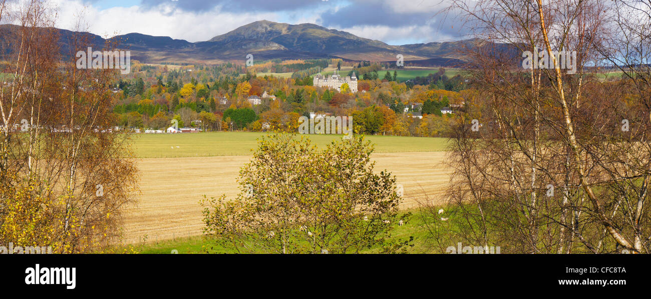 Autumn landscape colours, looking from A9 to Pitlochry, Perthshire ...