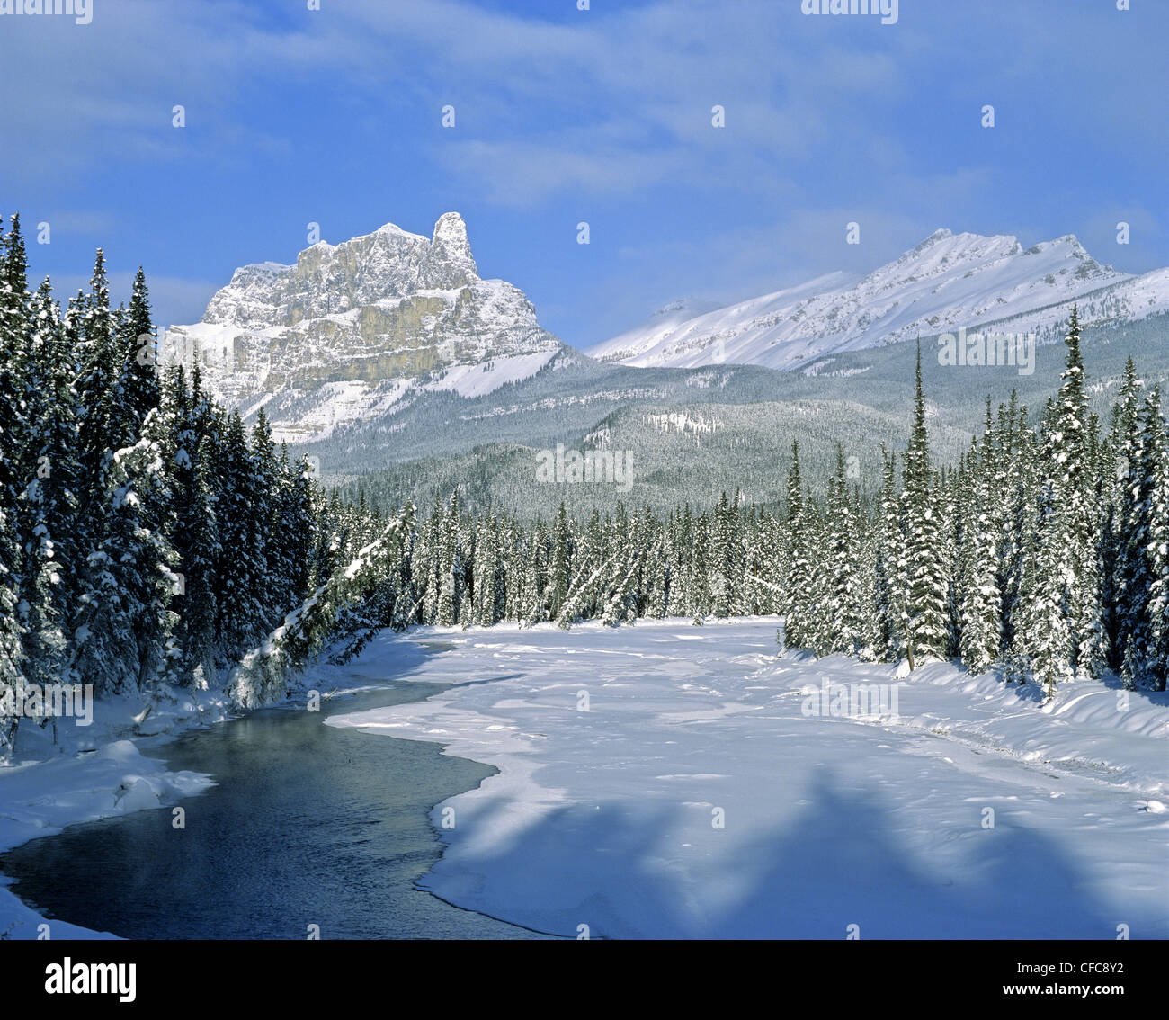 Castle Mountain, Bow River, Alberta, Canada Stock Photo - Alamy