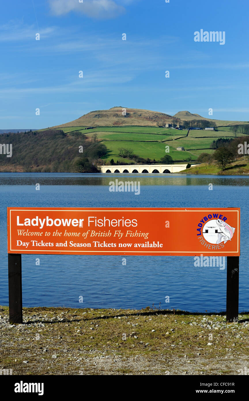 ladybower fisheries sign fly fishing sign england uk Stock Photo - Alamy
